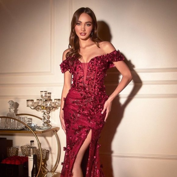 Cinderella | Dresses | New Long Off The Shoulder Embroidered Floral ...